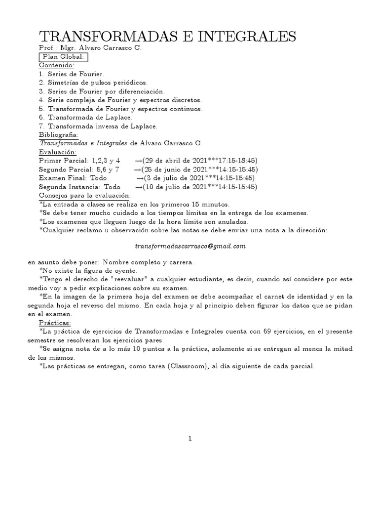 Clase Virtual Transformadas e Integrales 25 de Junio de 2021 | PDF | Teoría de la medida ...