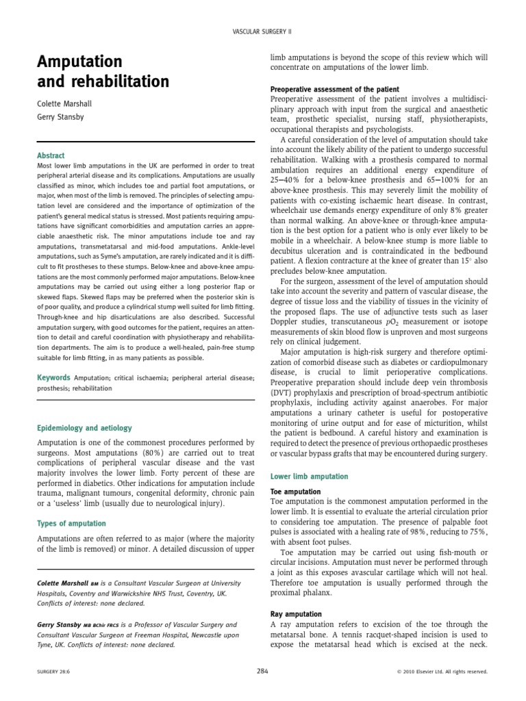 Lower Limb Amputation Guide | PDF | Amputation | Prosthesis