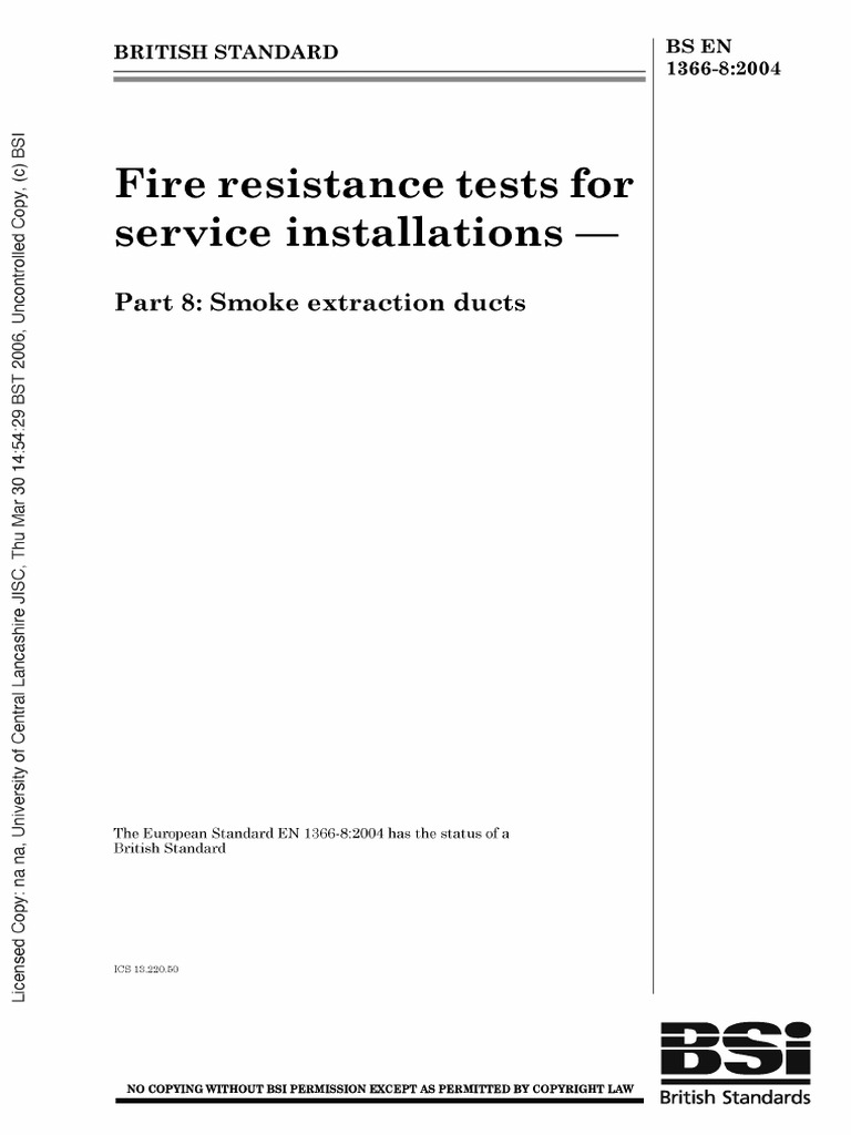 BS En1366-8:2004 | PDF | Duct (Flow) | Fires