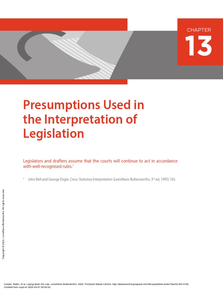 Laying Down The Law - (Chapter 13 Presumptions Used in The ...