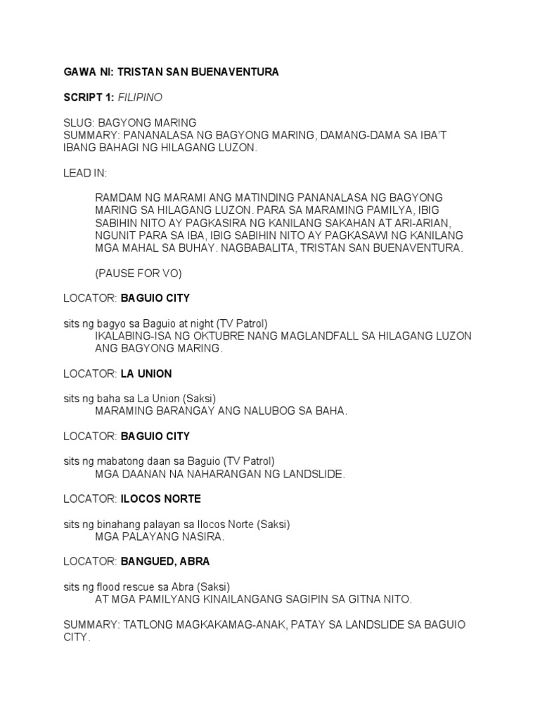 Sample TV News Script | PDF