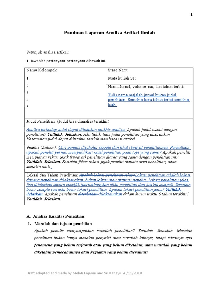 Laporan Analisa Artikel Ilmiah - Panduan 4th | PDF