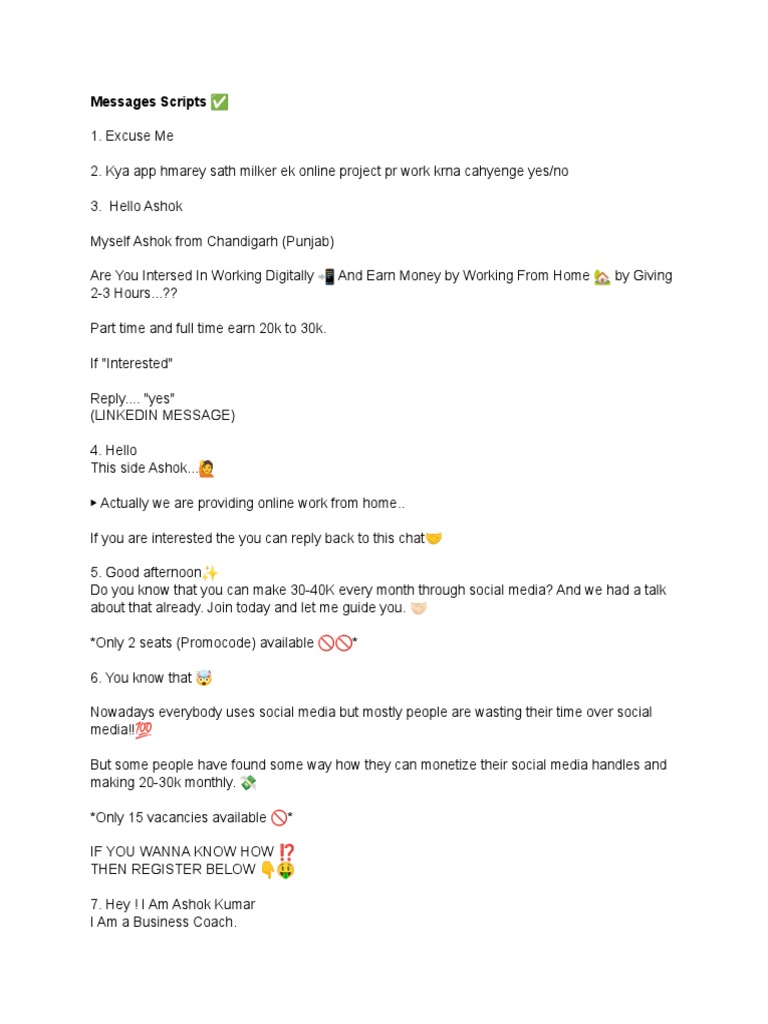 Messages Scripts | PDF | Communication | World Wide Web