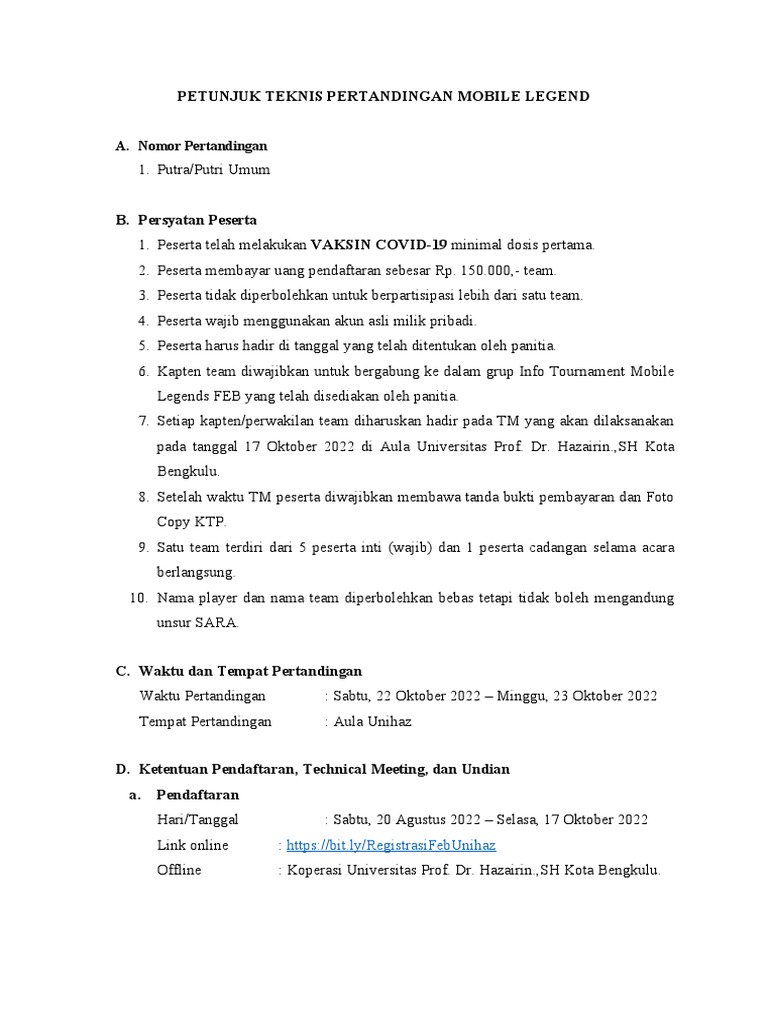 Panduan Pertandingan Mobile Legends 2022 | PDF | Game & Aktivitas