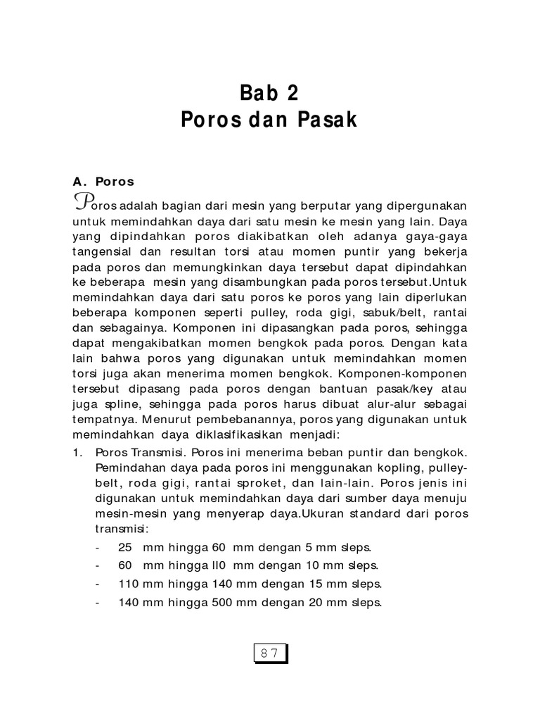 Panduan Poros dan Pasak Mesin | PDF