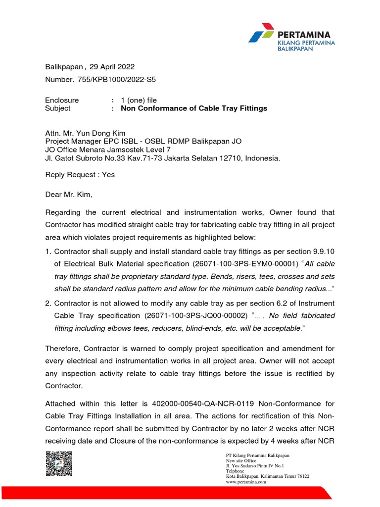 NCR No. 402000-00540-QA-NCR-0119 | PDF | Electrical Wiring | Building ...