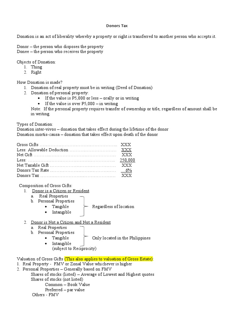 Donors Tax | PDF | Taxes | Economies