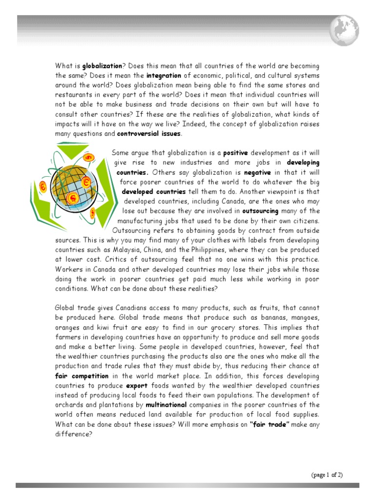 Globalization Positive or Negative?: Antiti | PDF | Globalization ...