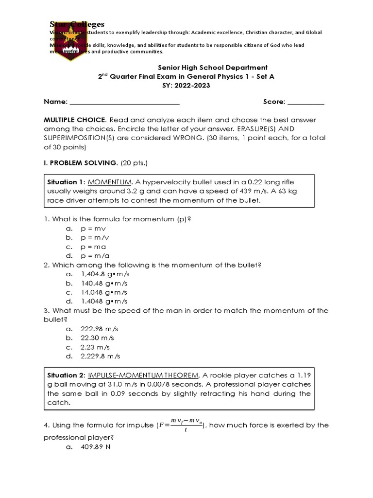Sy 2022 2023 - 2Q - GP1 - Set Ab Exam | PDF | Buoyancy | Orbit