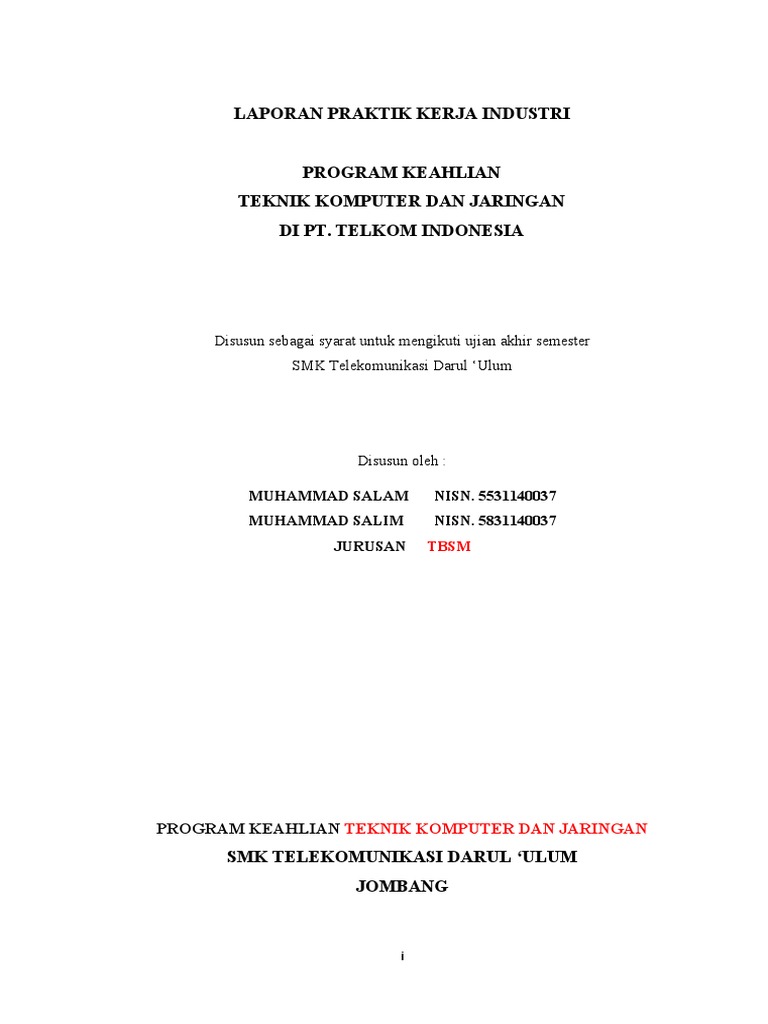 Format Laporan Prakerin TKJ SMK TELKOM | PDF