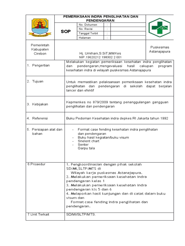 Sop Indra Pendengaran Amp Penglihatan | PDF