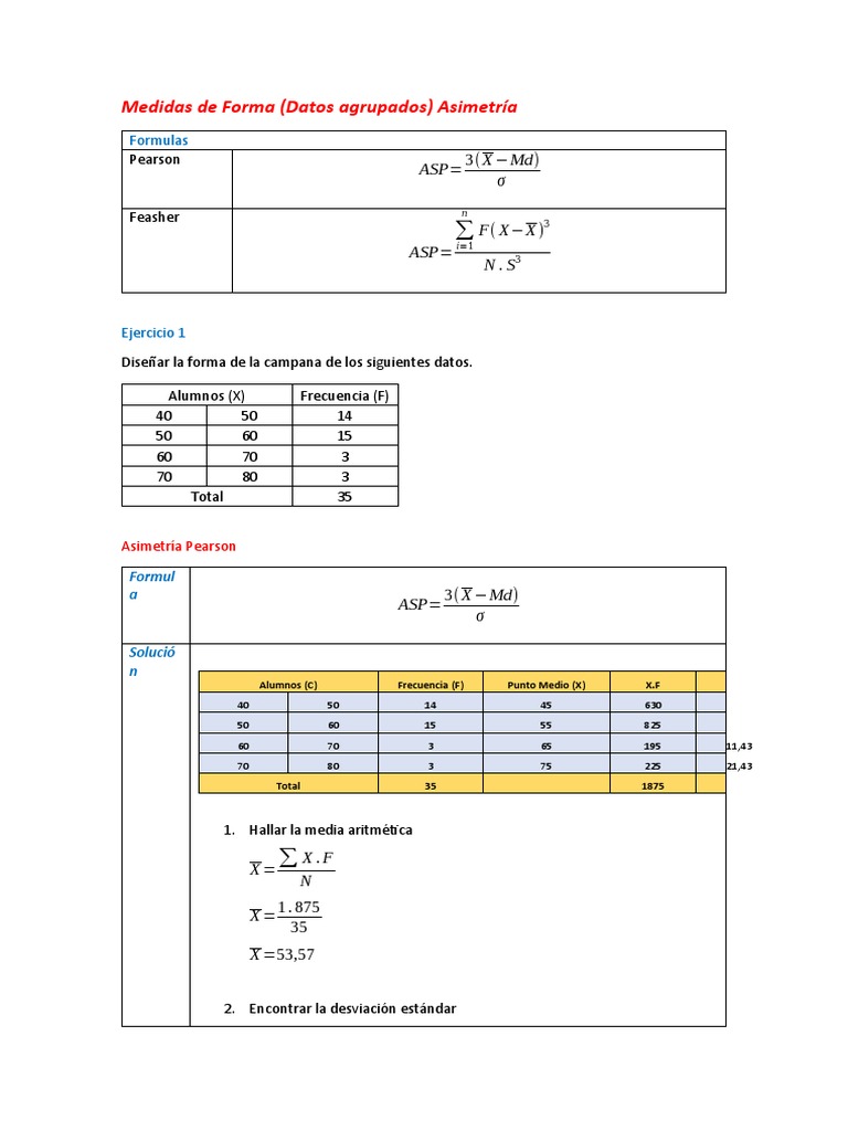 Medidas de Forma Datos Agrupados | PDF | Muestreo (Estadísticas ...