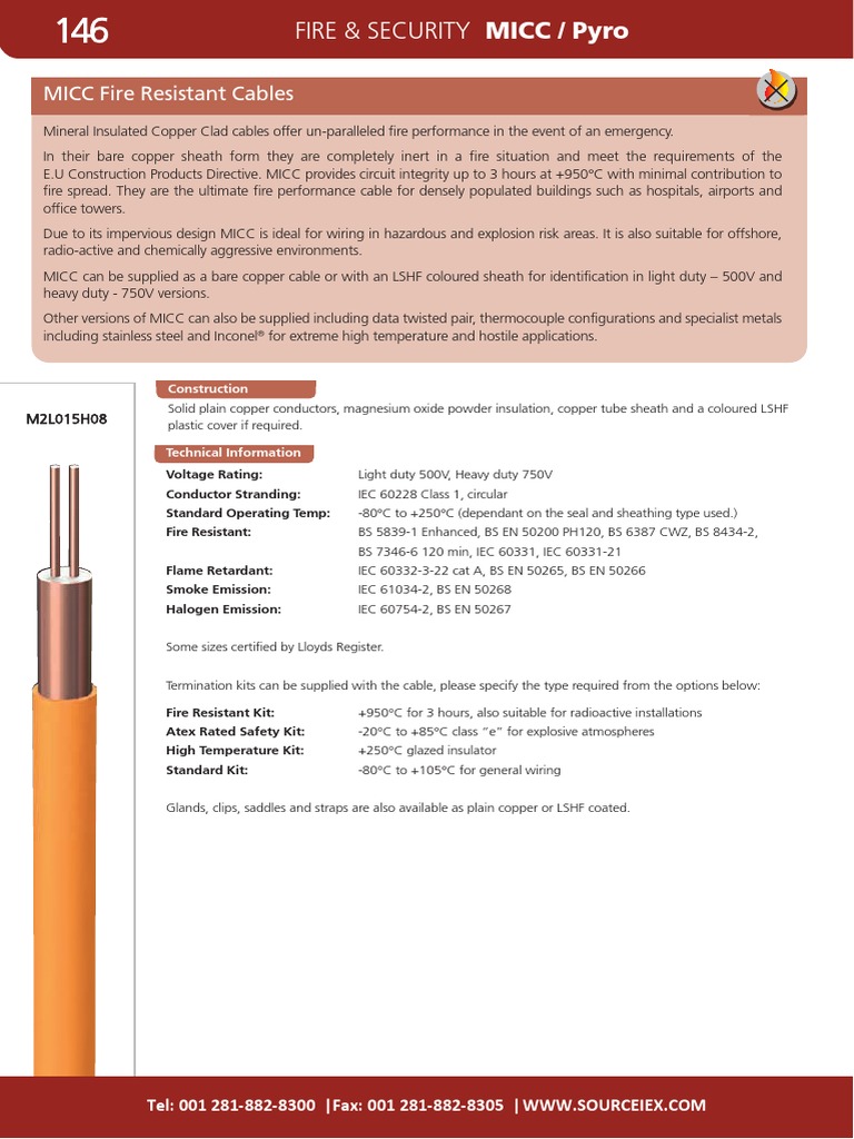 MICC Cable Data Sheet | PDF | Electrical Wiring | Manufactured Goods