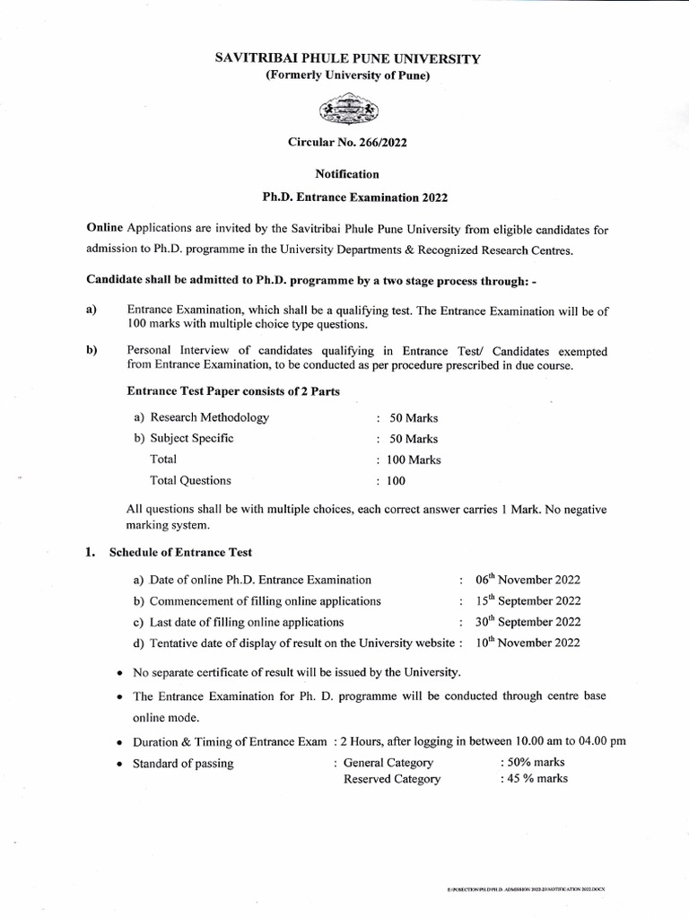 PETExam 2022 Advt | PDF | Academic Degree | University And College ...
