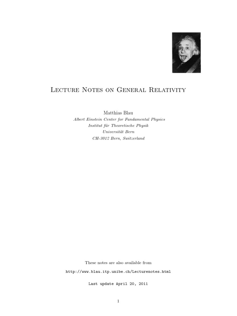 Lecture Notes On General Relativity Pdf General Relativity Gravity