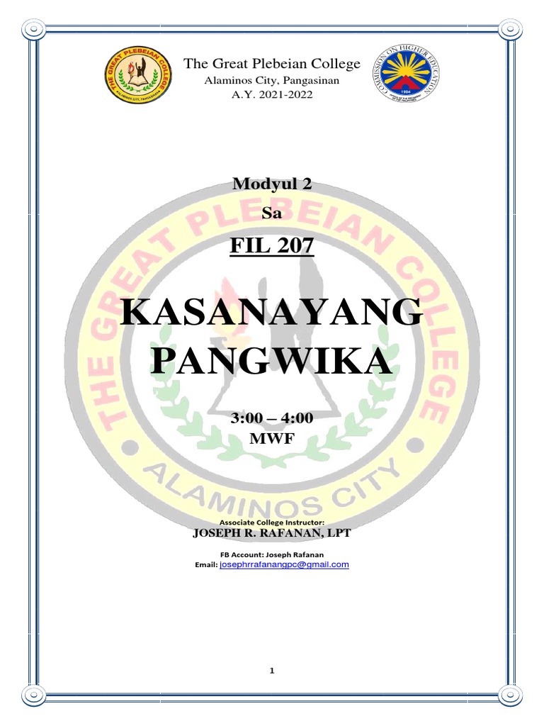 Midterm - Fil 207 Kasanayang Pangwika | PDF