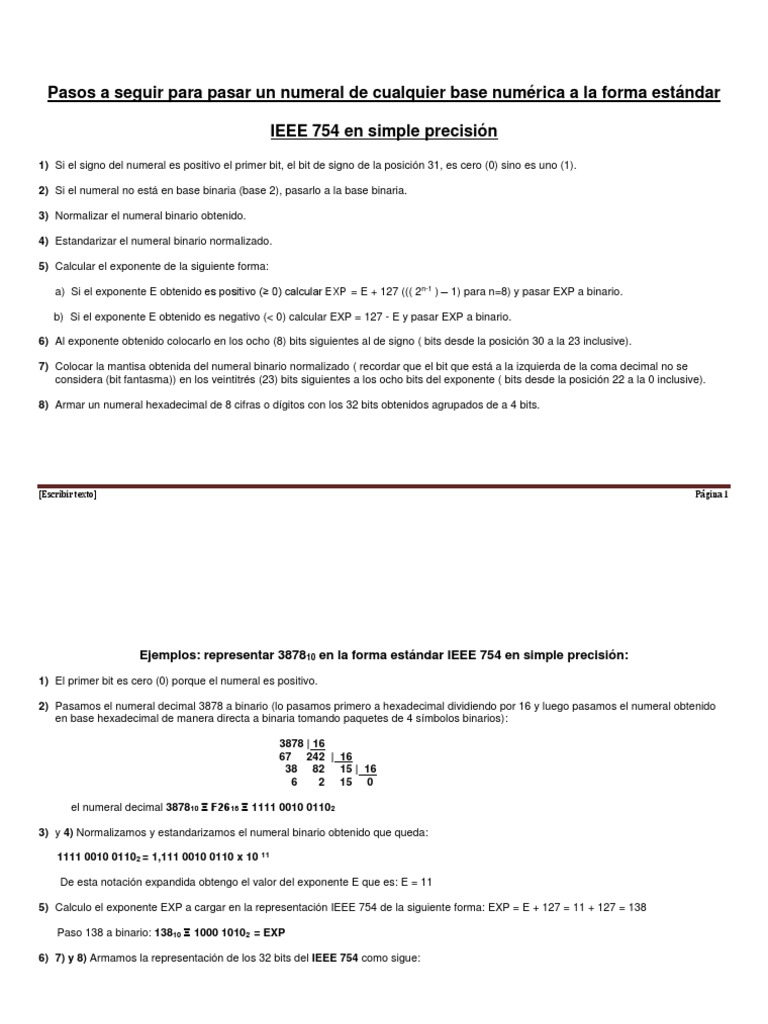 IEEE754 Pasos y Ejemplos | PDF | Poco | Lexicología