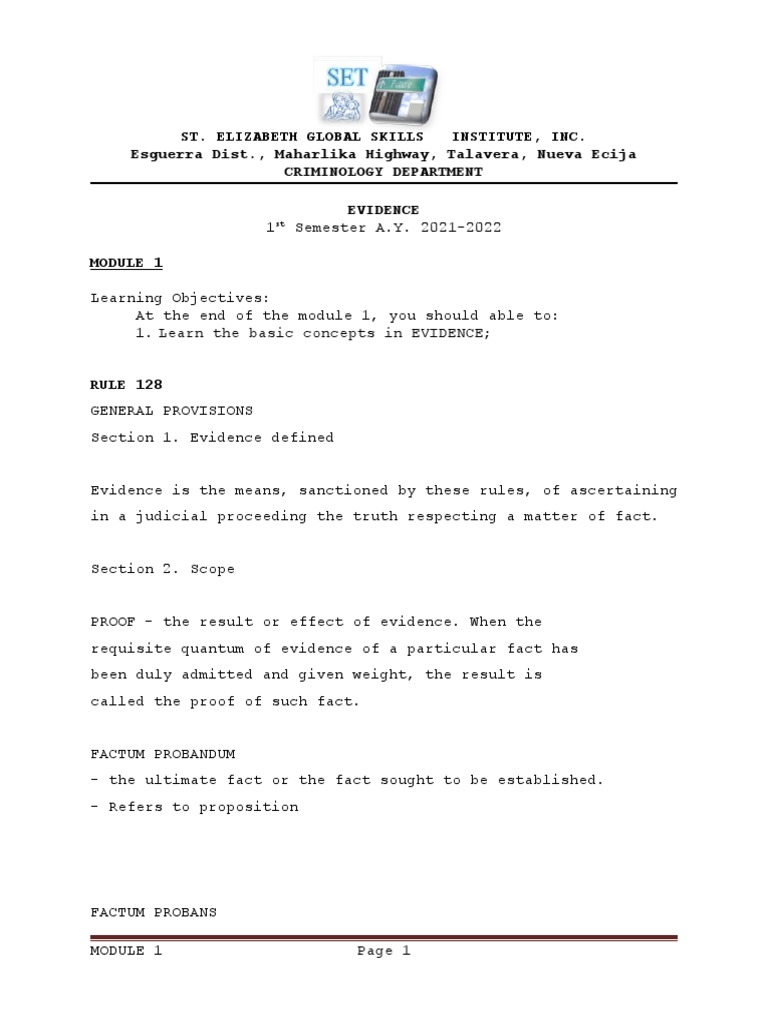 Introduction to the Basic Concepts and Classifications of Evidence ...