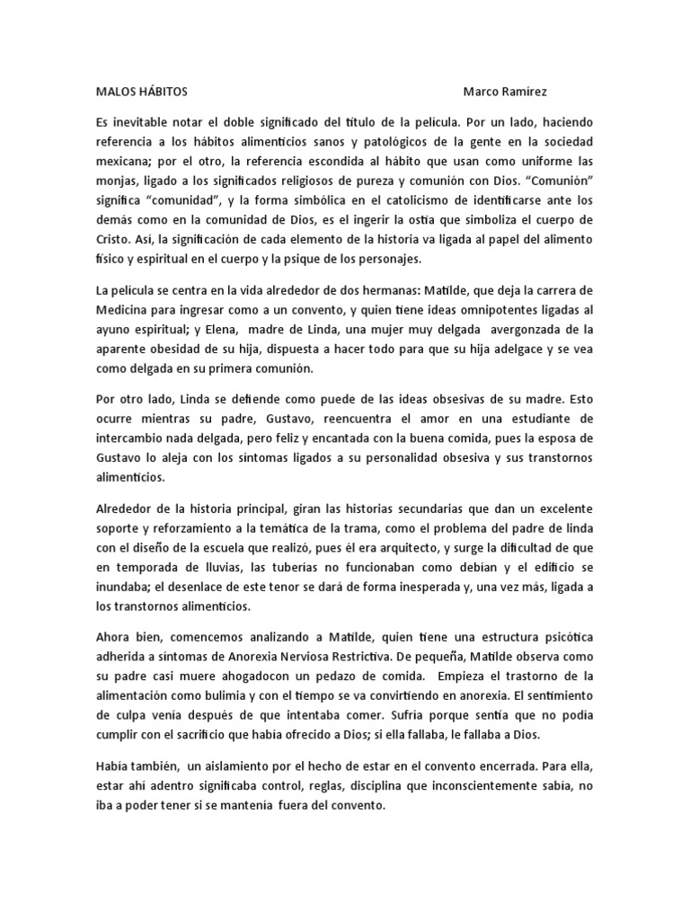 Malos Hábitos | PDF | Anorexia nerviosa | Dieta