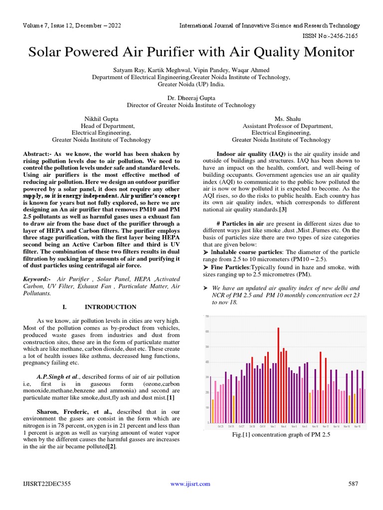 Solar Powered Air Purifier With Air Quality Monitor | PDF ...