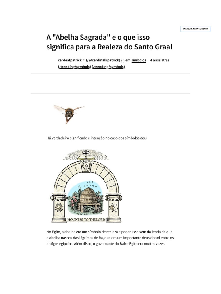 A - Abelha Sagrada - e o Que Isso Significa para A Realeza Do Santo ...
