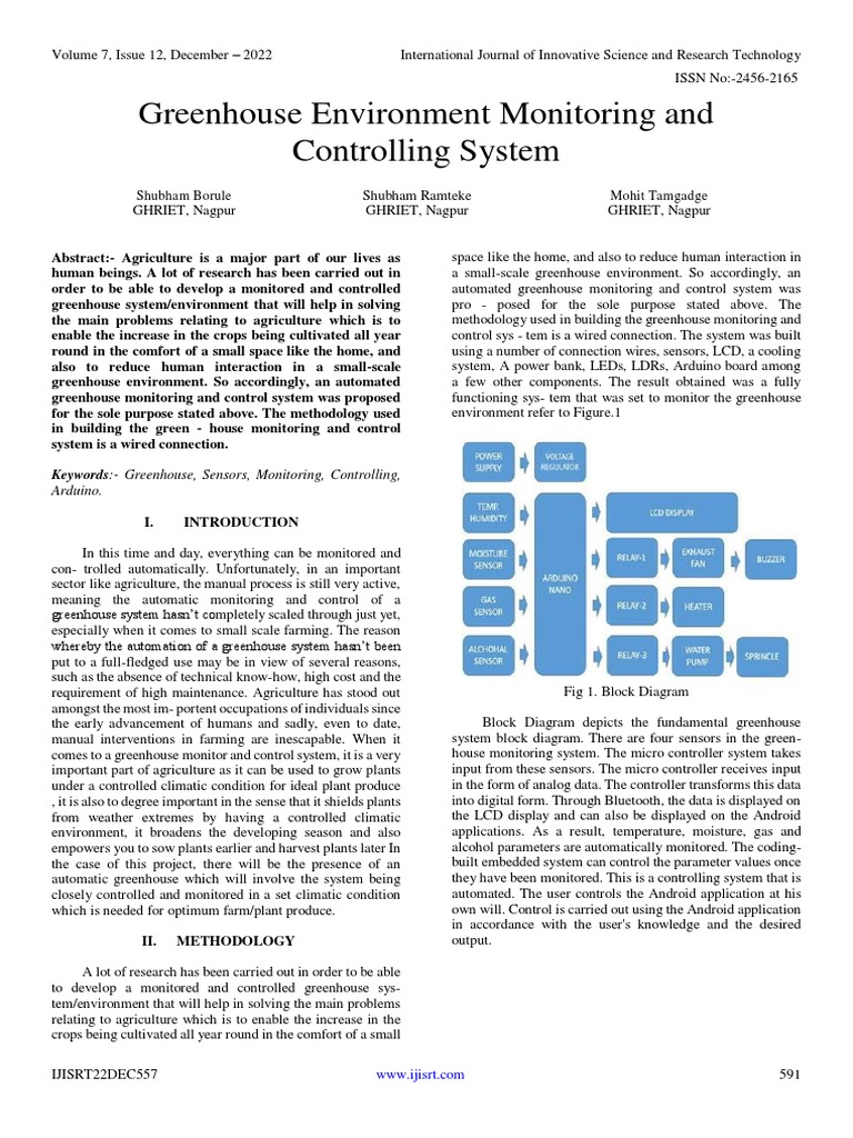 Greenhouse Environment Monitoring and Controlling System | PDF | Sensor | Greenhouse