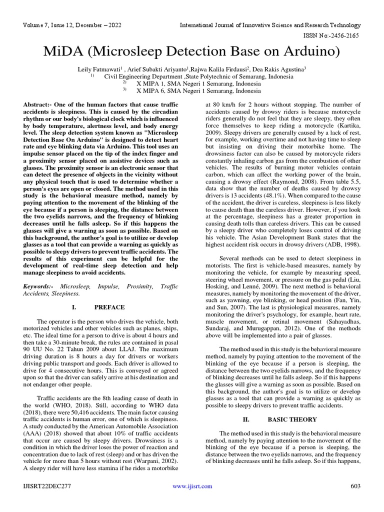 MiDA (Microsleep Detection Base On Arduino) | PDF | Sleep | Heart Rate