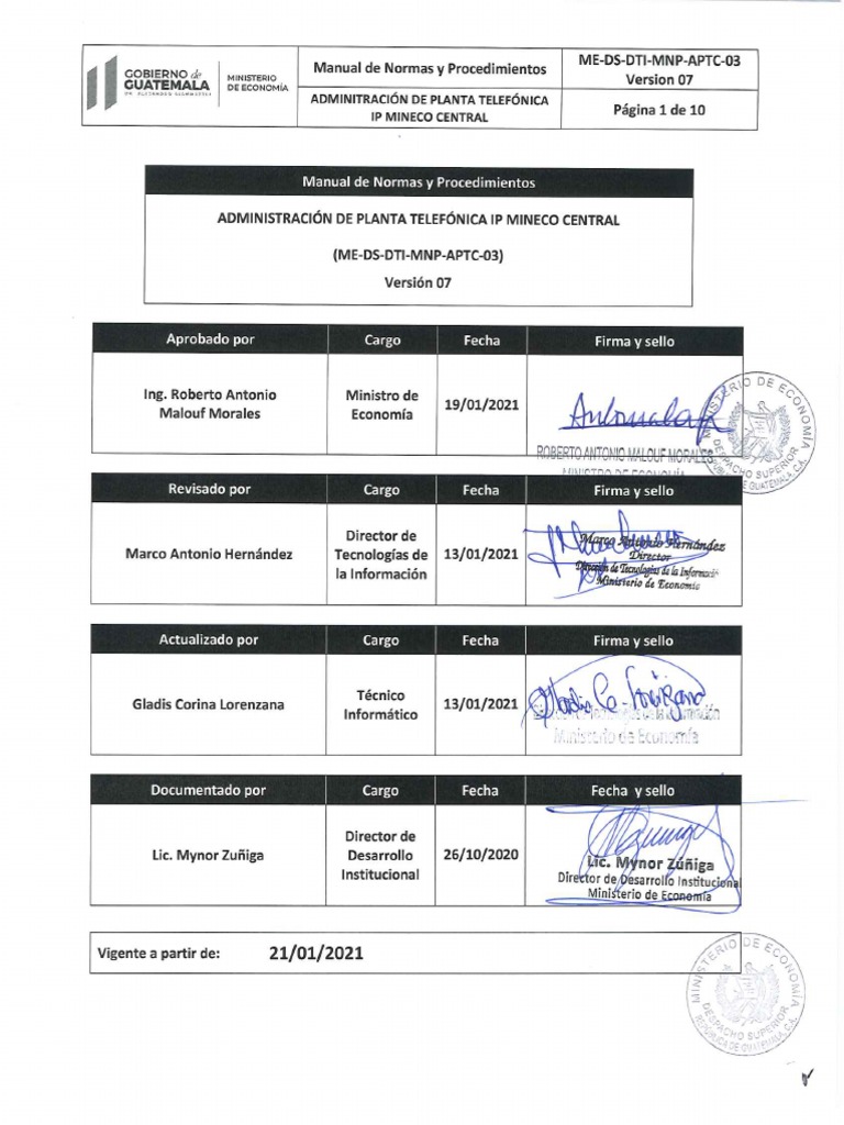 Administracion de Planta Telefonica Ip Mineco Central | PDF