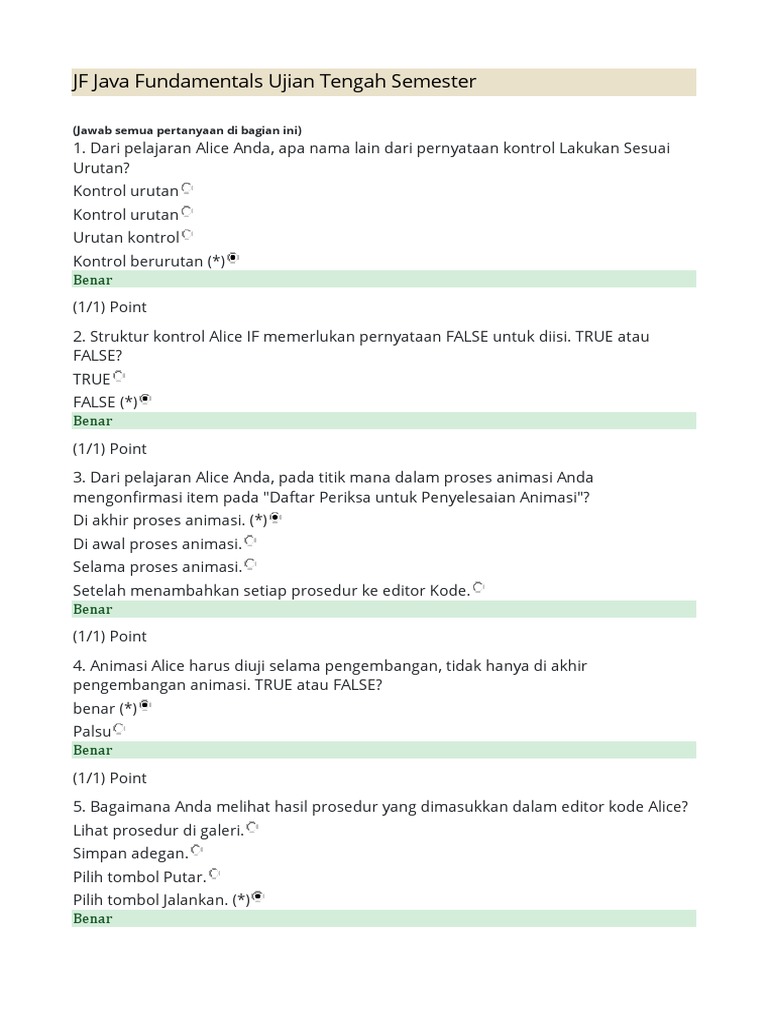 JF Java Fundamentals Ujian Tengah Semester | PDF