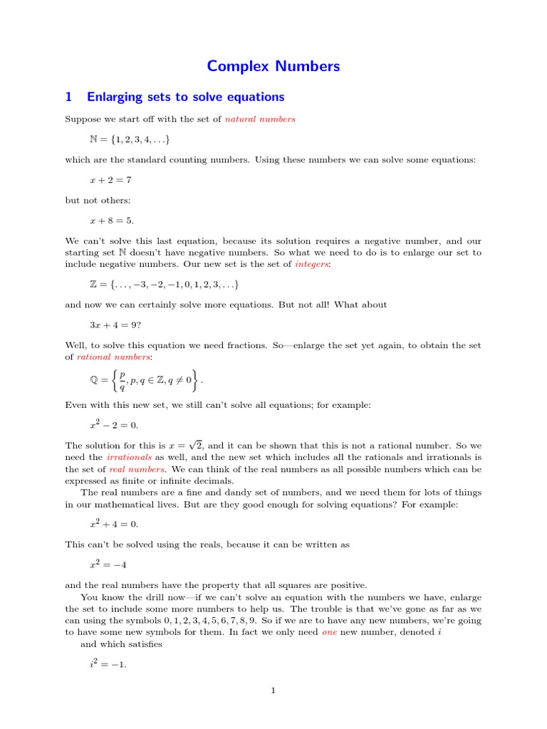 I Version Complex Numbers | Download Free PDF | Numbers | Complex Number