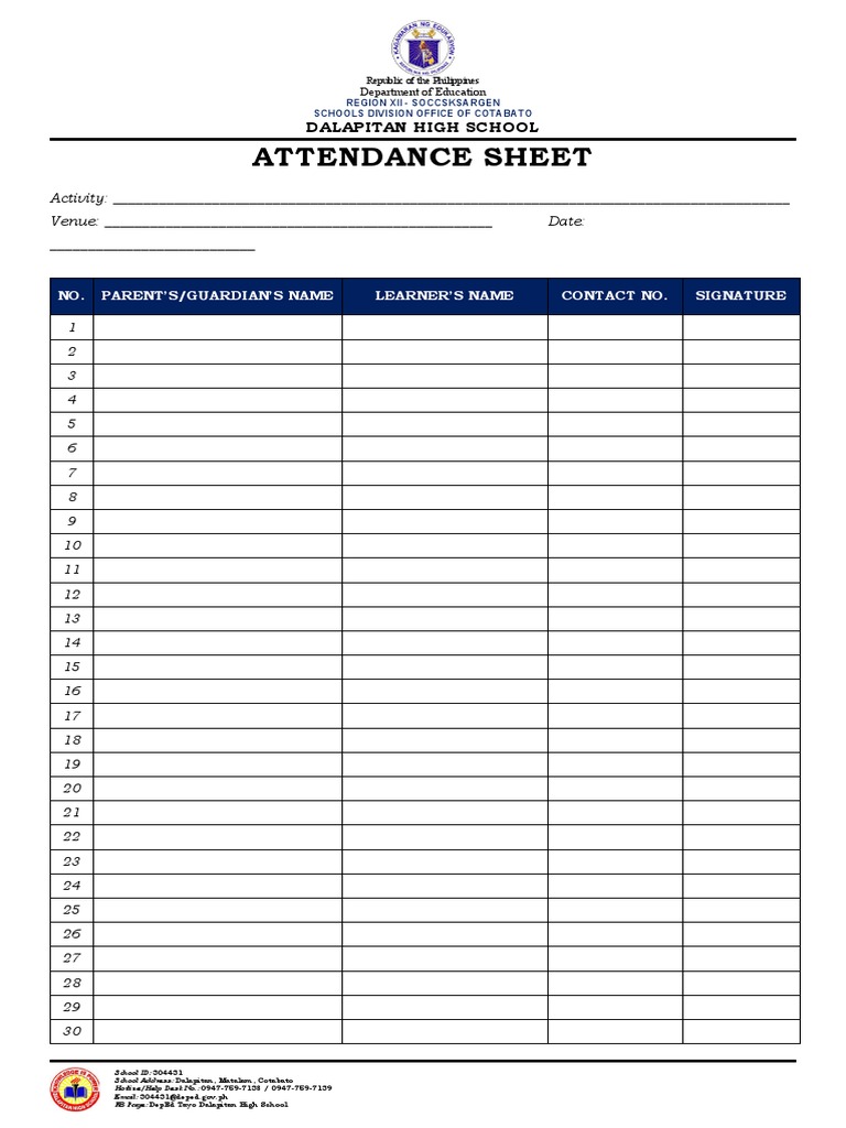 Attendance Sheet | PDF | Government