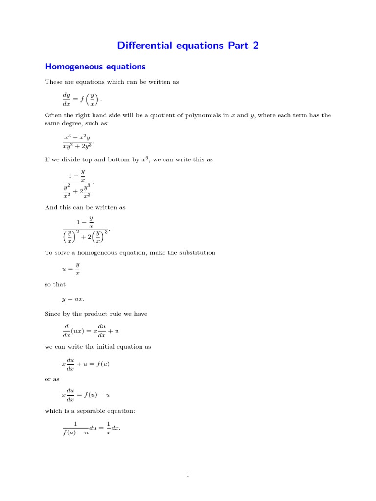 Differential Equations Part2 | PDF | Equations | Ordinary Differential ...