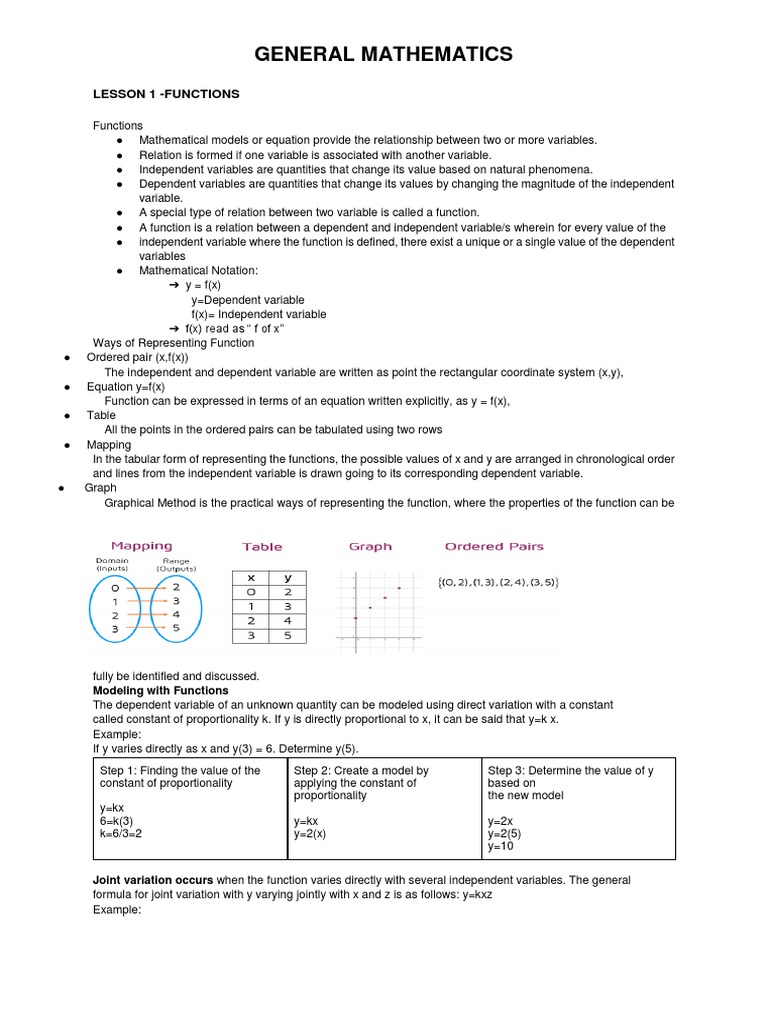 Gen Math Reviewer | PDF | Function (Mathematics) | Variable (Mathematics)