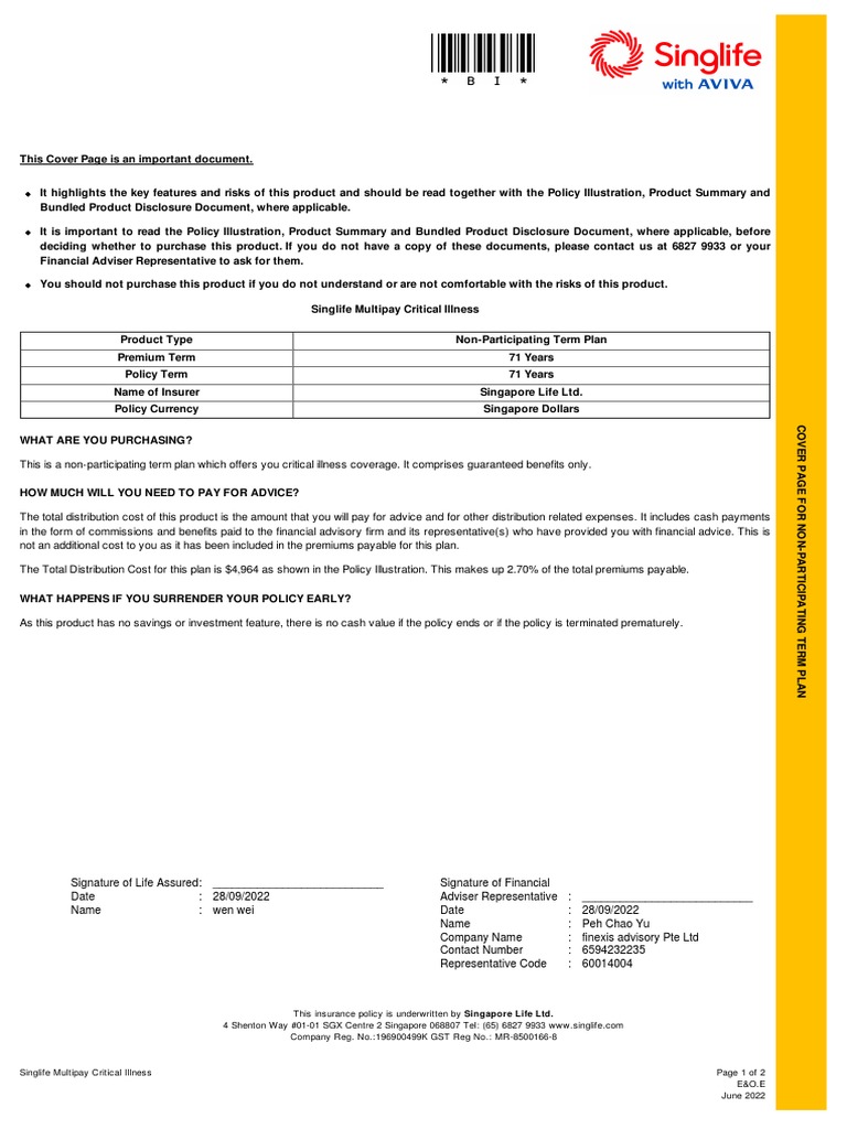 Singlife Multipay | PDF | Insurance | Life Insurance
