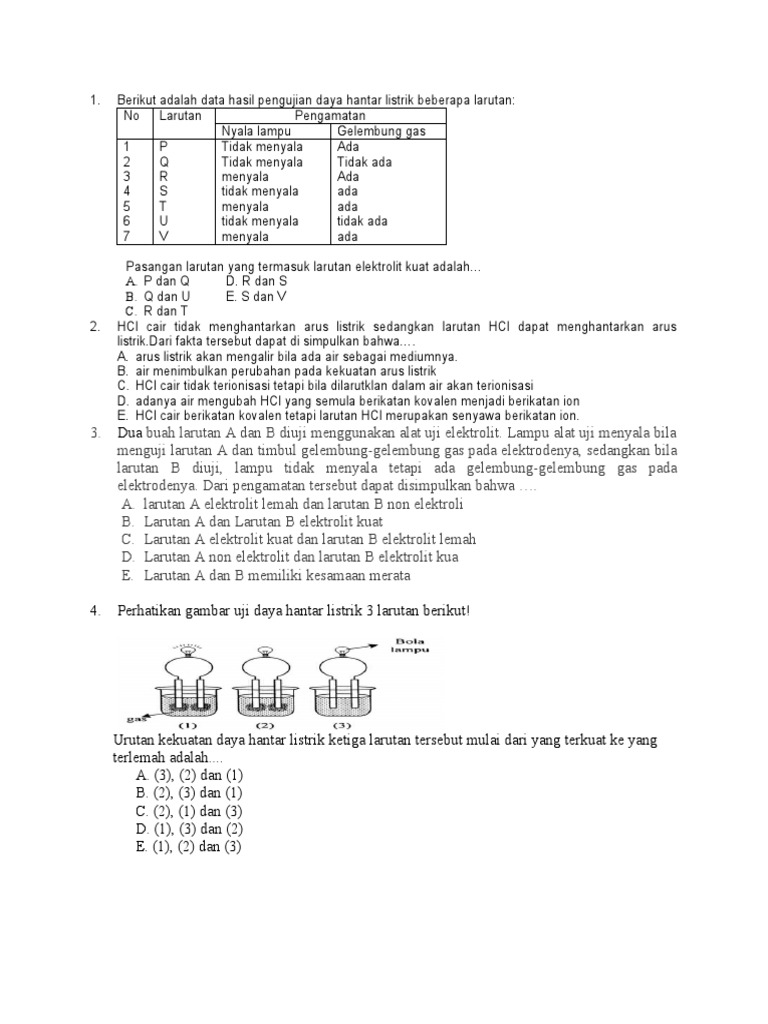 Berikut Adalah Data Hasil Pengujian Daya Hantar Listrik Beberapa ...