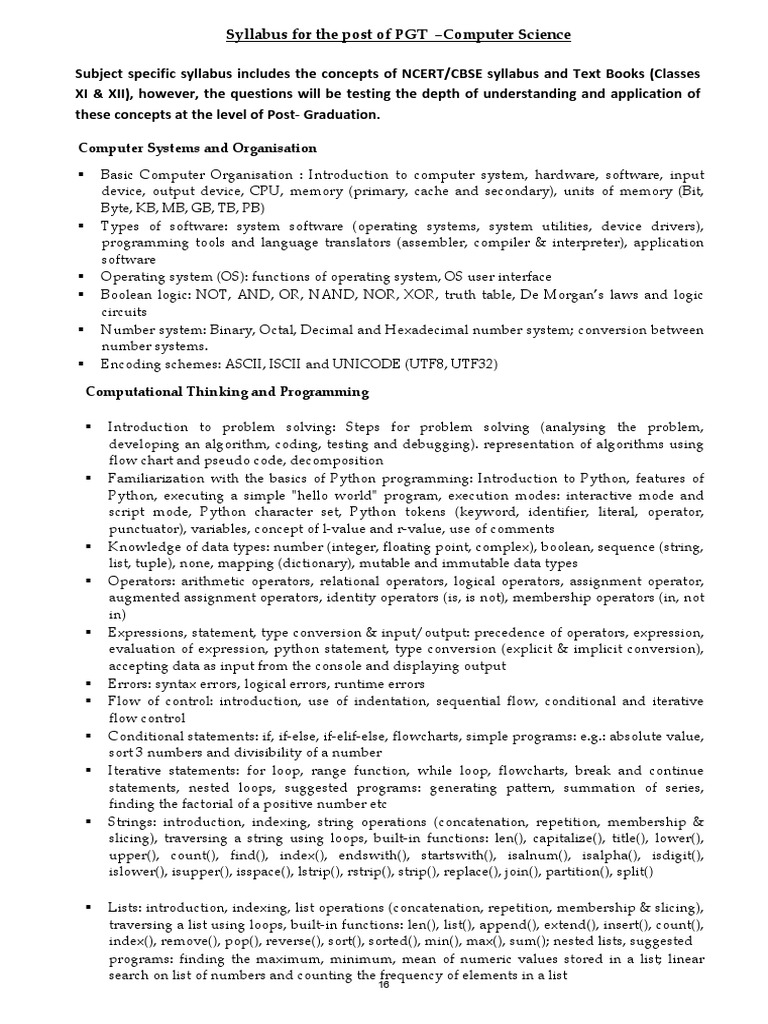 KVS PGT Computer Science Syllabus PDF 2022 | PDF | Computer Network | Relational Model