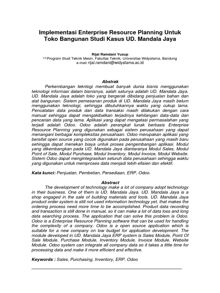 Tugas Jurnal ERP BISNIS PROCRUMENT - Rijal Ramdani - 2019101006 | PDF