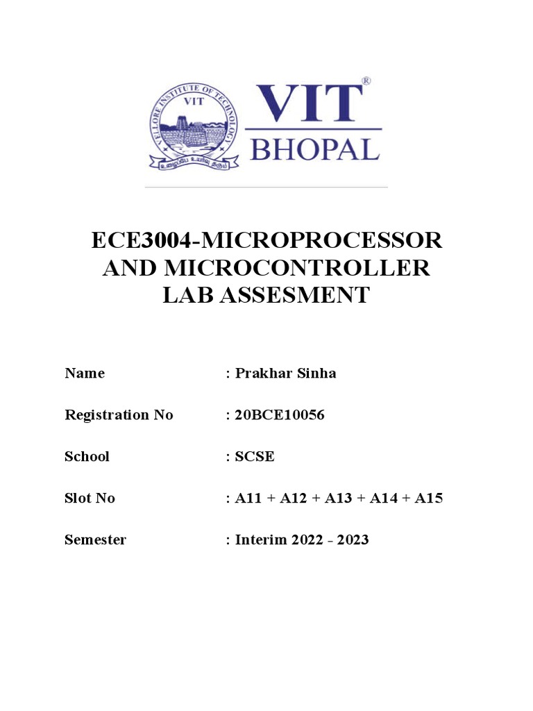 ECE3004 20BCE10056 Lab 2 (Tutorial 3) | PDF