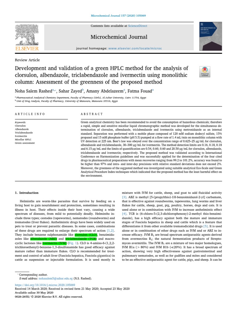 Development And Validation Of A Green Hplc Method For The Analysis Of Pdf Detection Limit