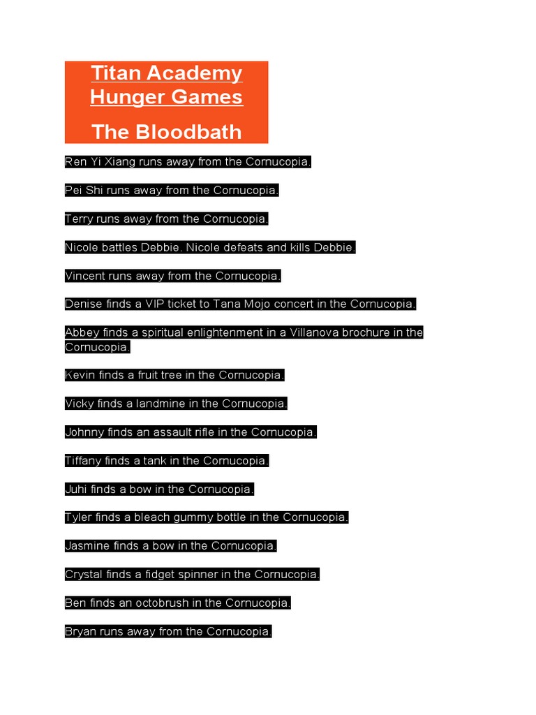 Titan Academy T1-T5 and N4-T1 Hunger Games | PDF