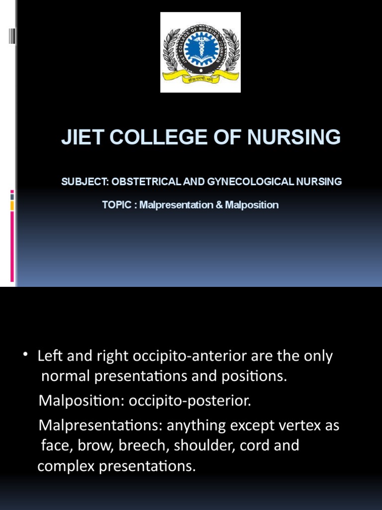 Malposition & Malpresentation | PDF | Childbirth | Pelvis