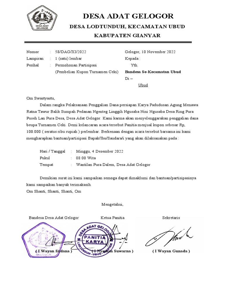 Turnamen Ceki untuk Renovasi Pura | PDF