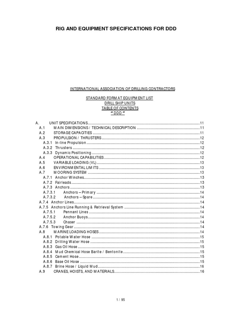IADC Rig Equipment List DDD - Rev - 2014.12.09 | PDF | Fires | Drilling Rig