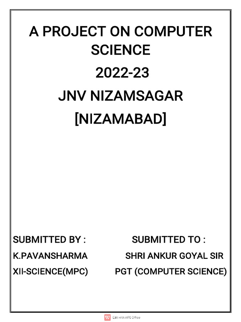 PROJECT REPORT of K.pavan Sharma | PDF