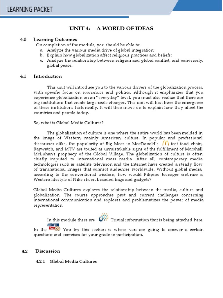 The Contemporary World Module 4 | PDF | Globalization | Social Media