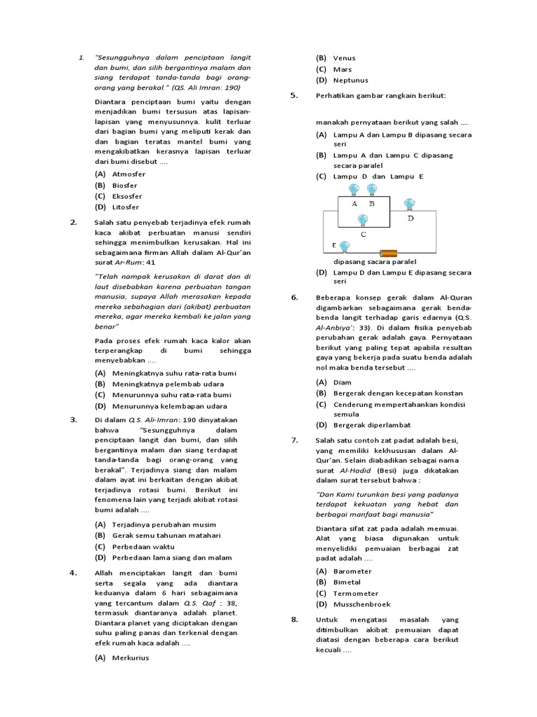 Soal Classmeeting Olimpiade Ipa Terintegrasi | PDF