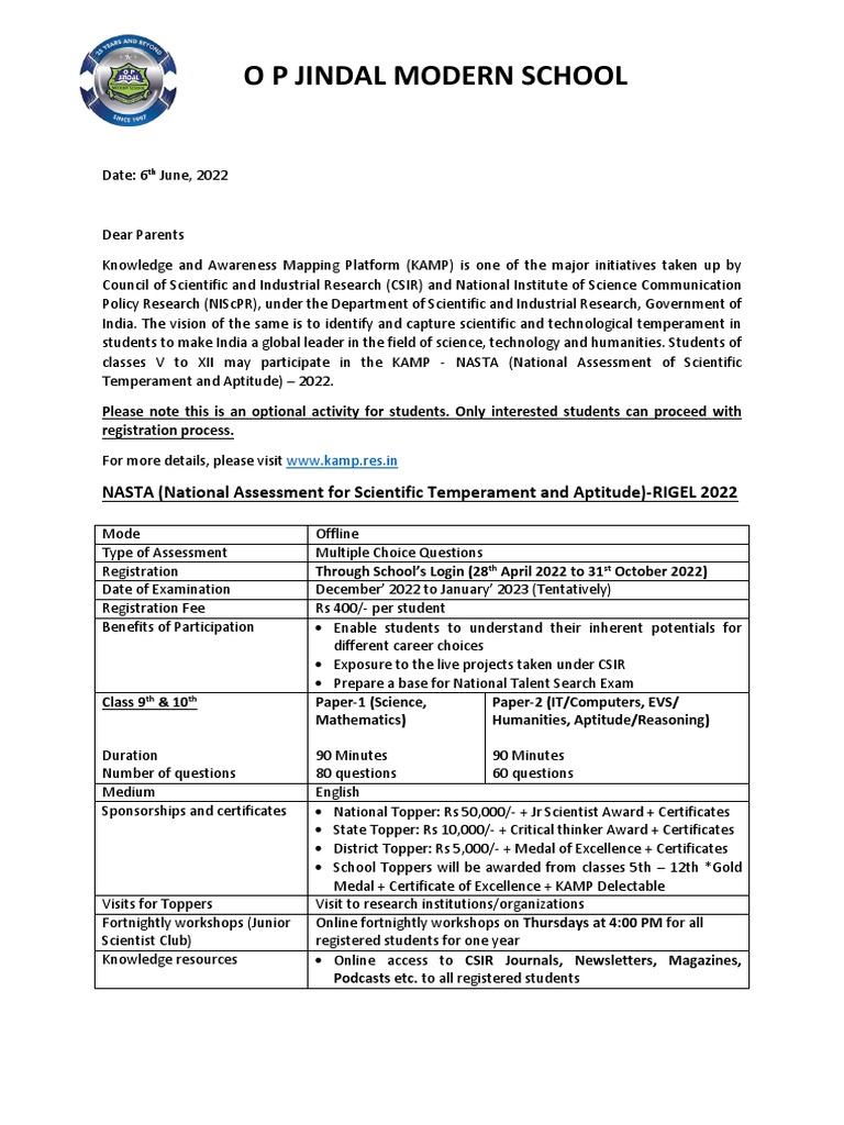 Notification Regarding the Knowledge and Awareness Mapping Platform (KAMP) - NASTA 2022 ...