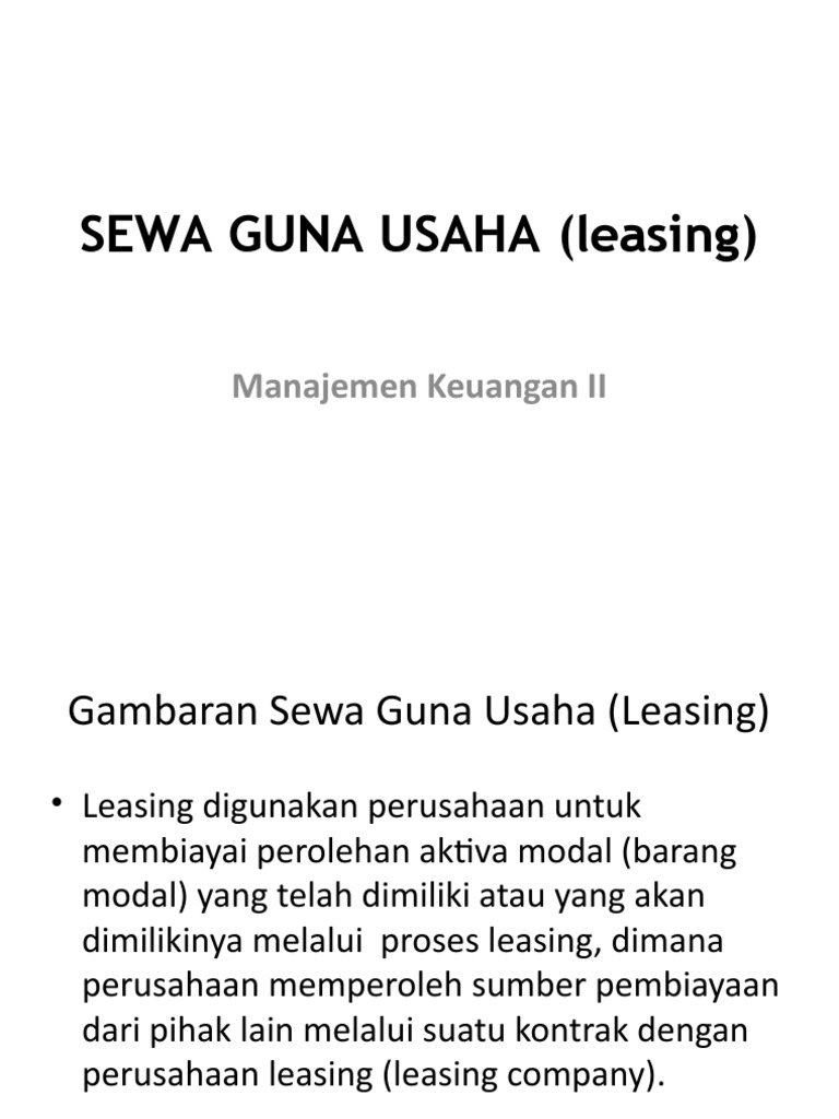 Sewa Guna Usaha (Leasing) | PDF