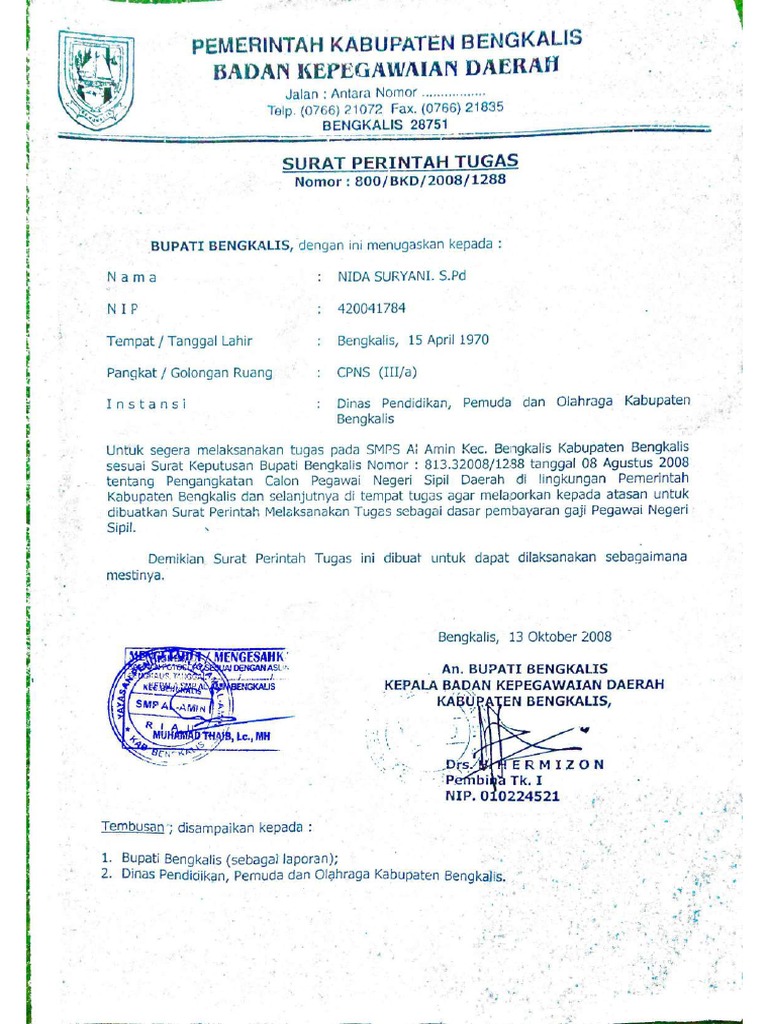 Surat Perintah Tugas | PDF
