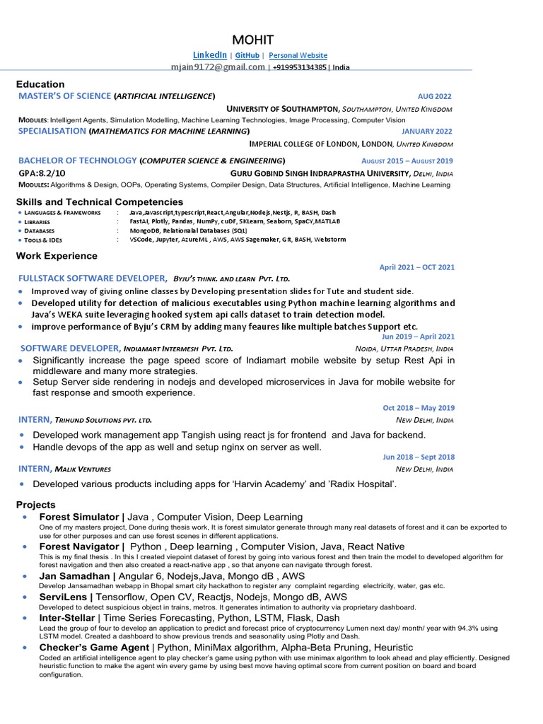 AI & Software Developer Profile | PDF | Machine Learning | Web Application